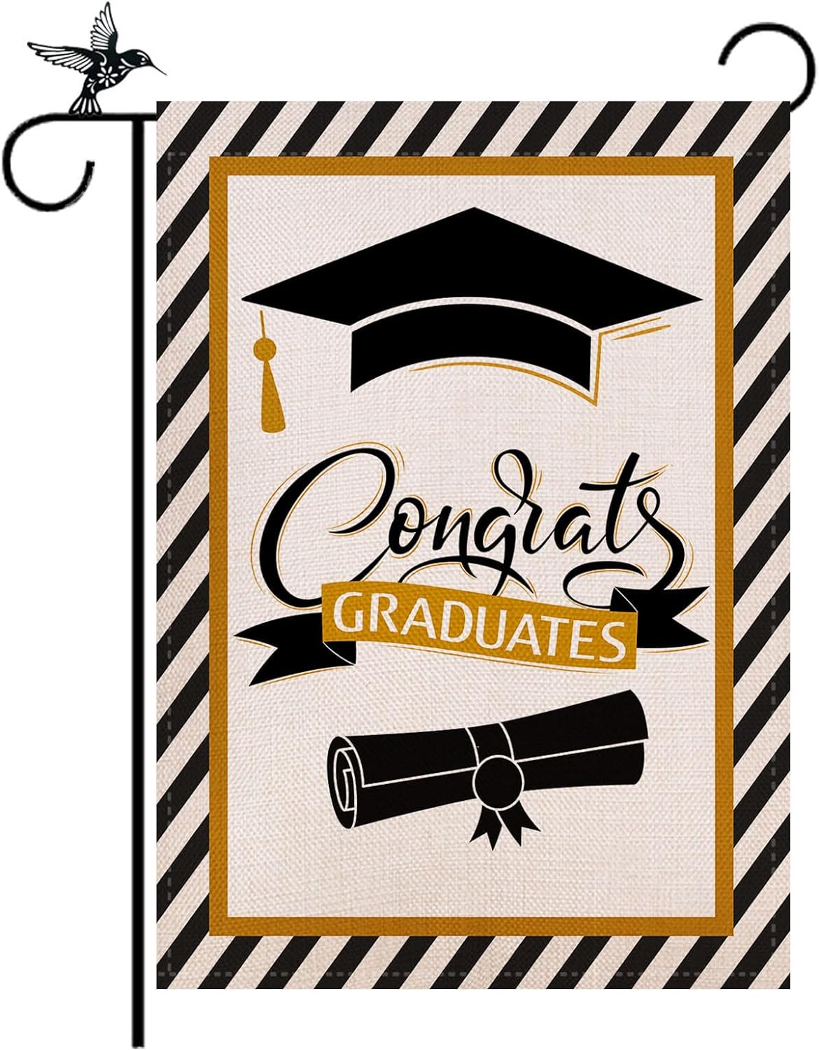 Congrats Graduates Garden Flag Vertical Double Sided Stripe Diploma Cap ...