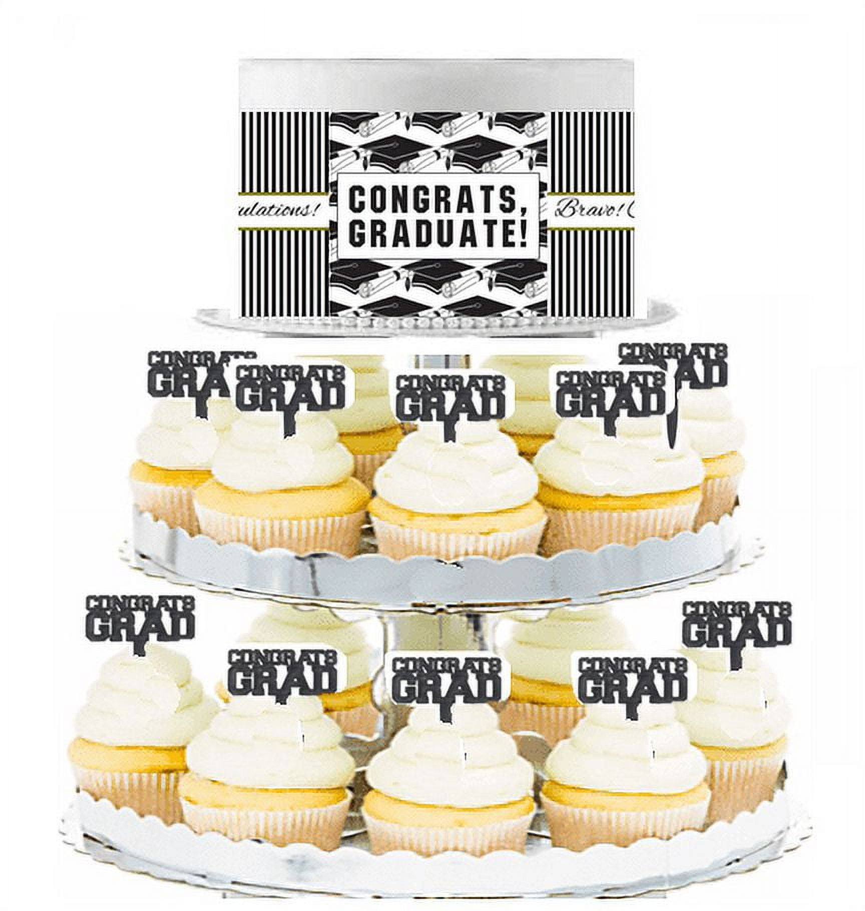 Congrats Graduation Edible Photo Toppers & Edible Cupcake Decoration ...