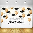 Congrats Graduation Photo Backdrop Black Gold Glitter Balloon Congrats ...