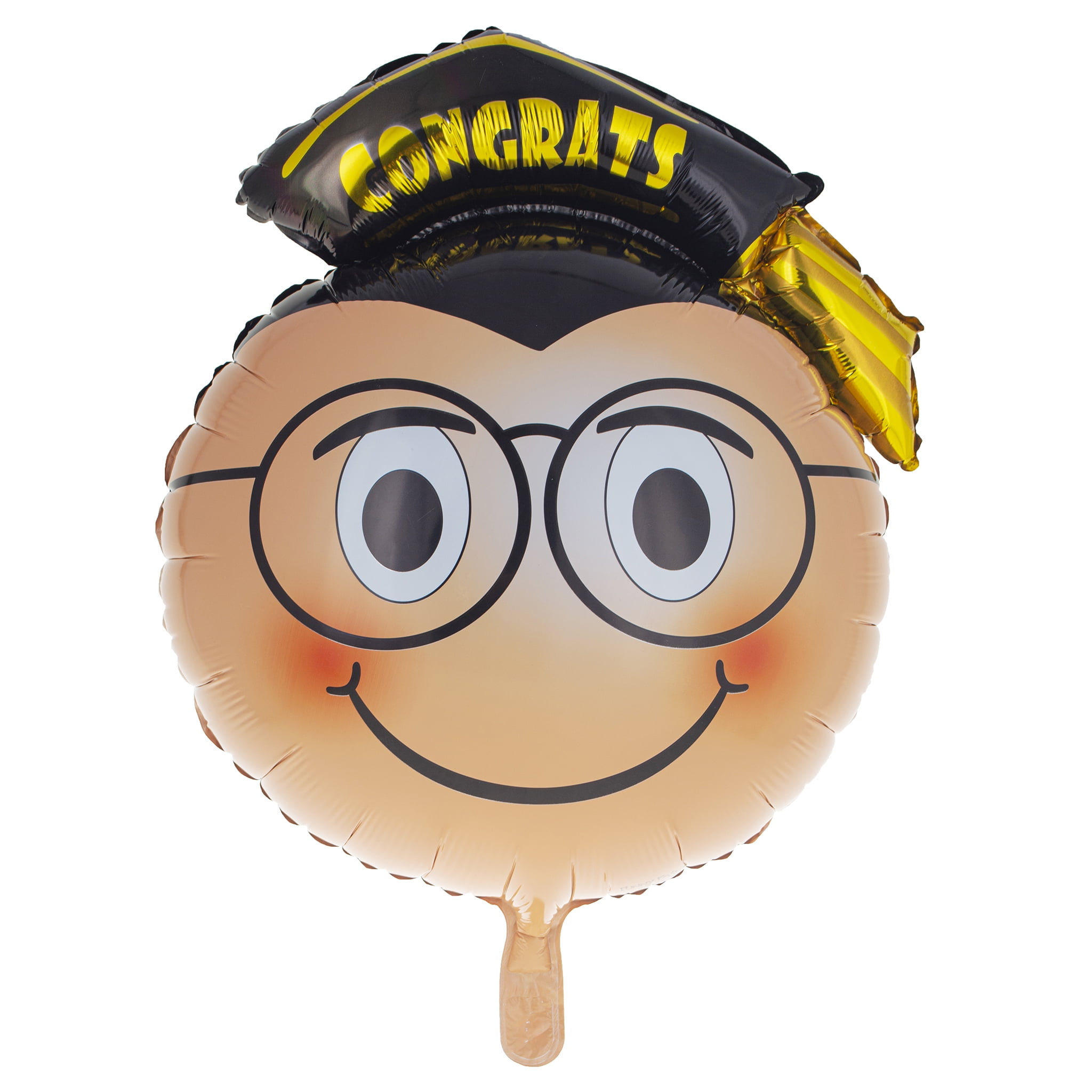 Congrats Graduation Smile Face w Glasses 24" Jumbo Shape Foil Balloon ...
