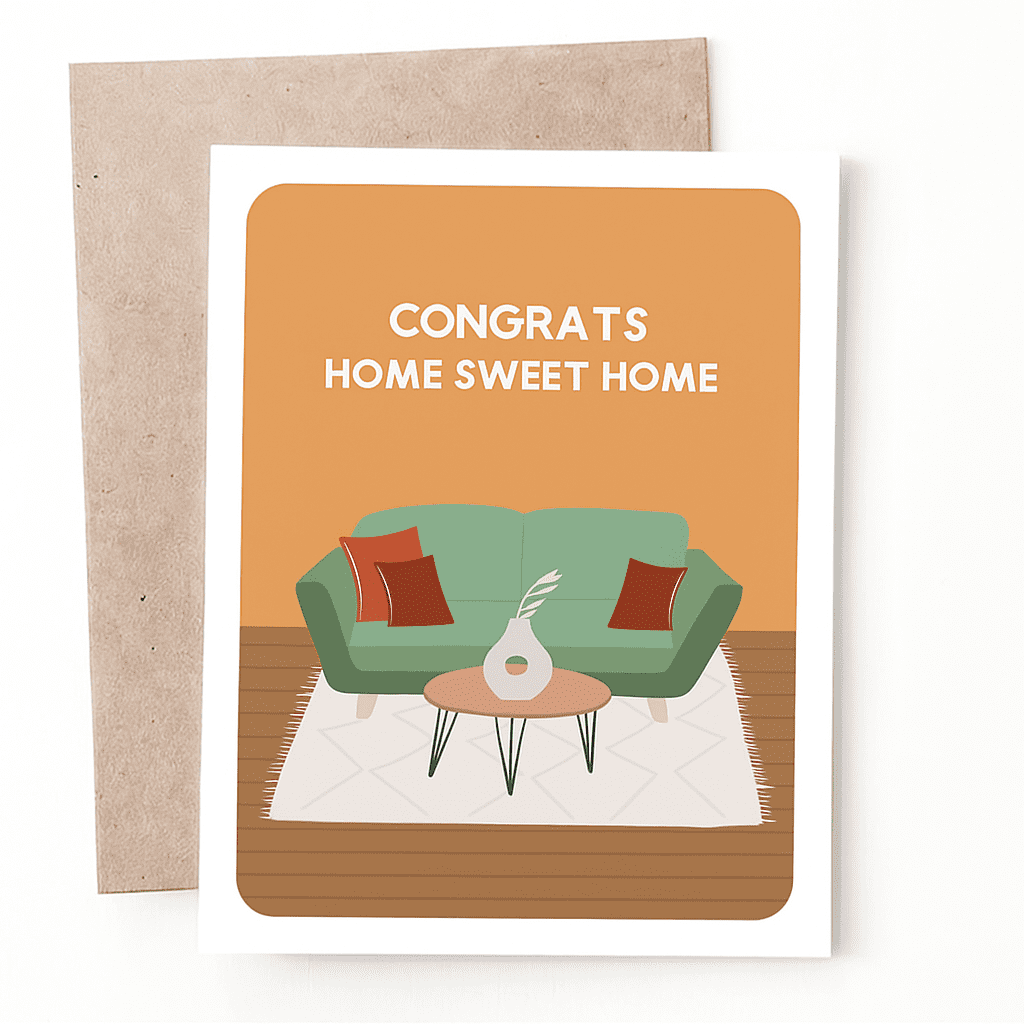 Congrats Home Sweet Home Greeting Card – Charming Sofa Design – Perfect ...