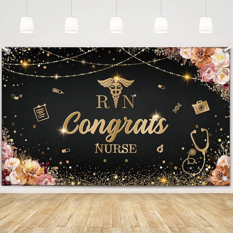 Congrats Nurse Banner Graduation Party Decorations Nurse Graduation ...