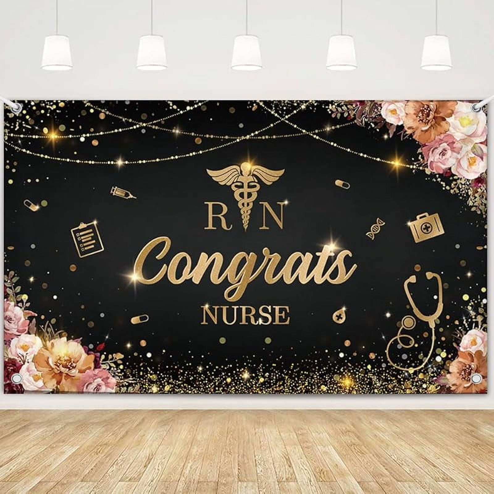 Congrats Nurse Banner Graduation Party Decorations Nurse Graduation ...