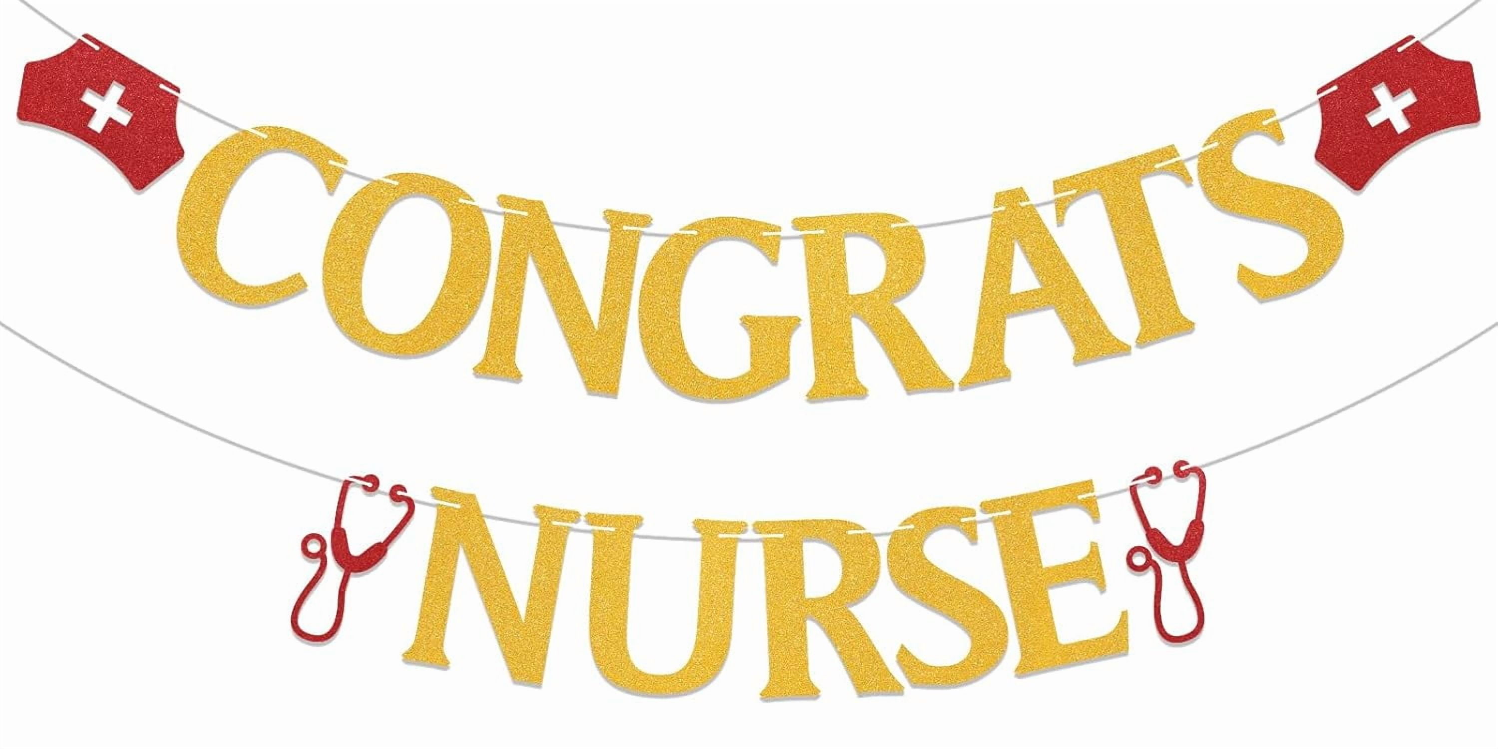 Congrats Nurse Banner - Nurse Graduation Decorations, Nursing School ...