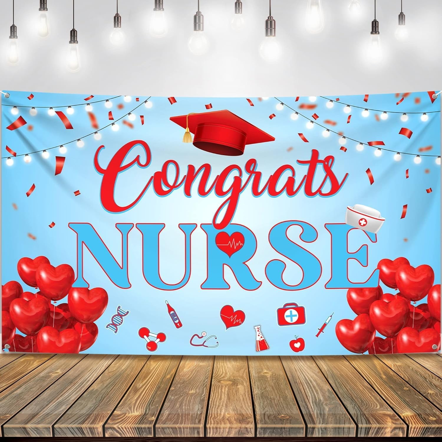 Congrats Nurse Banner Red and Blue, Nurse Graduation Banner, Nursing ...