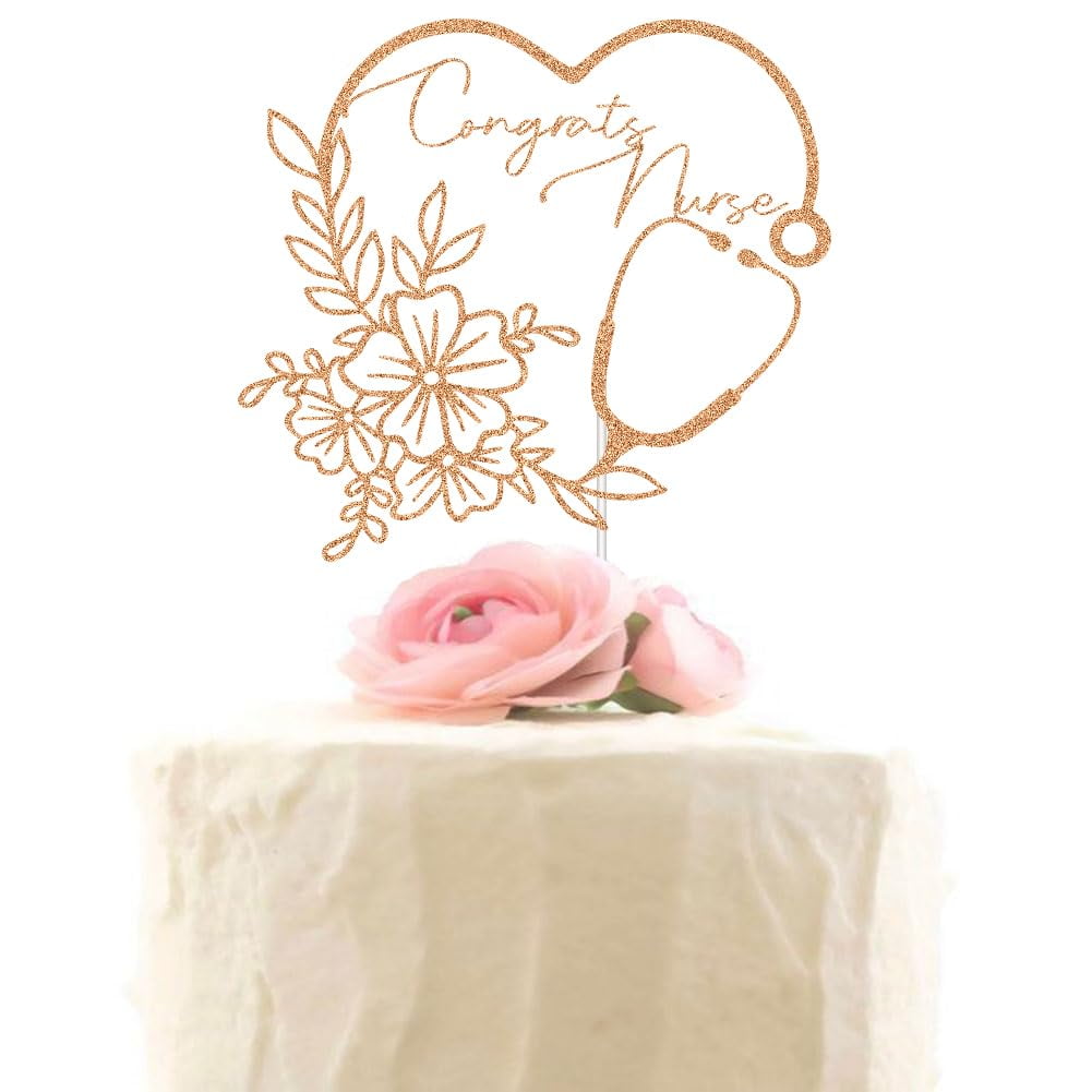 Congrats Nurse Cake PresNok Topper - Glitter Nursing BSN RN Graduation ...