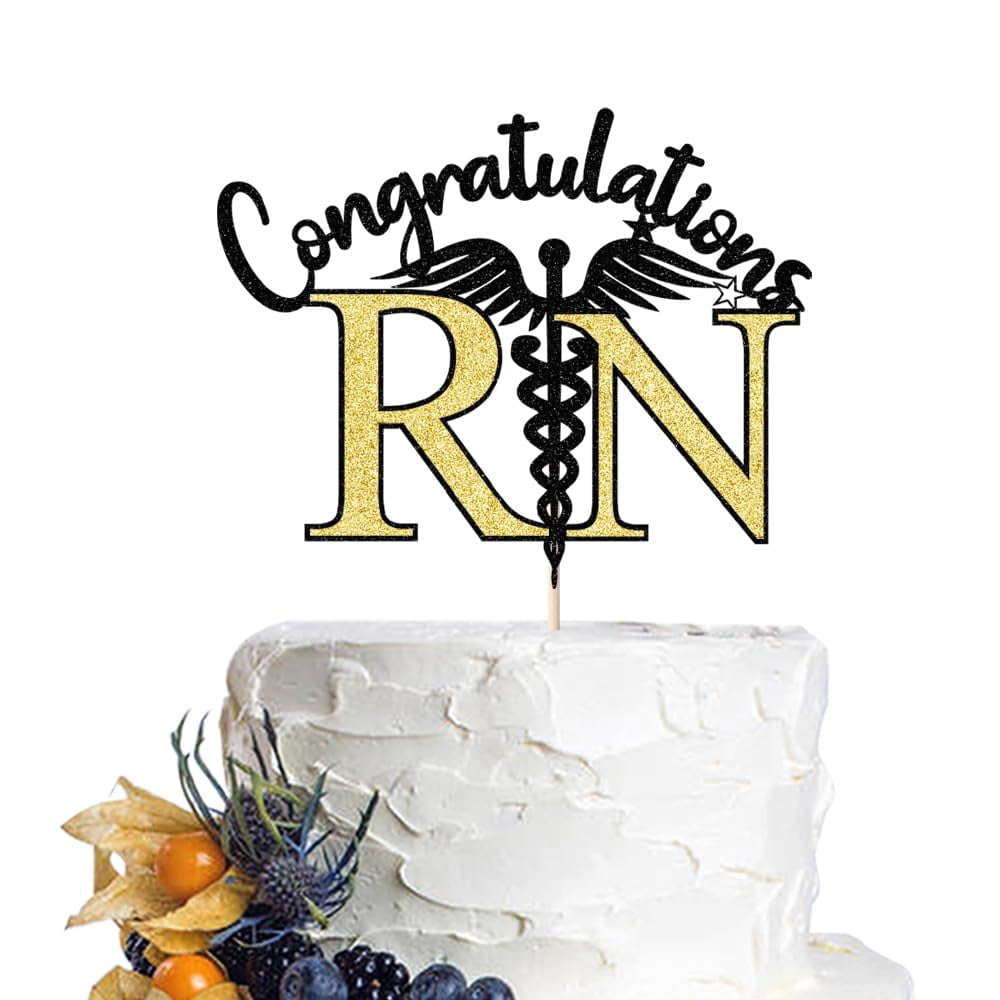 Congrats RN Cake Topper, Nursing School TVS1 Graduation Theme Party ...