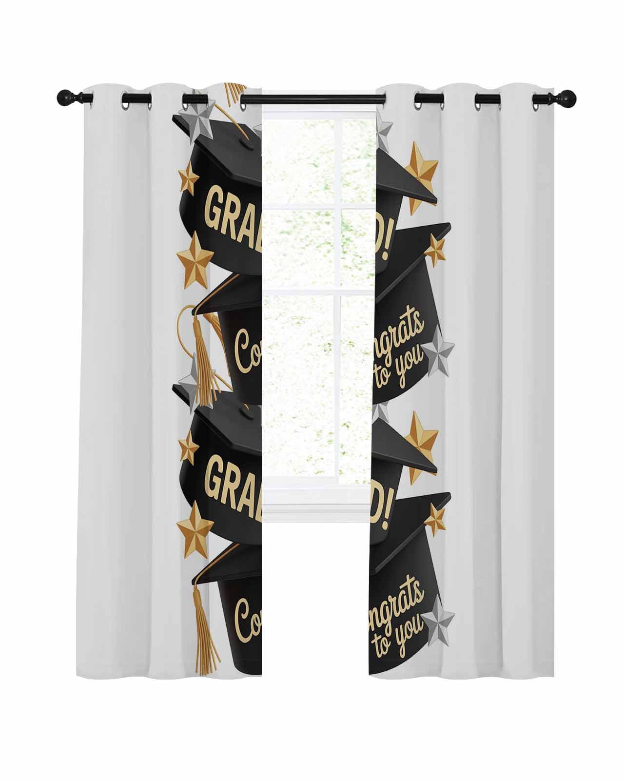 Congrats to You Blackout Curtains 96 Inch Length GRAD Graduation Hat ...
