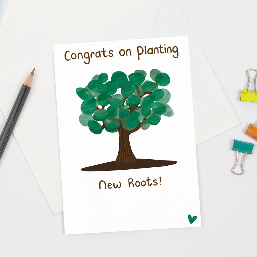 Congrats on Planting New Roots - Delightful Greeting Card with Tree ...