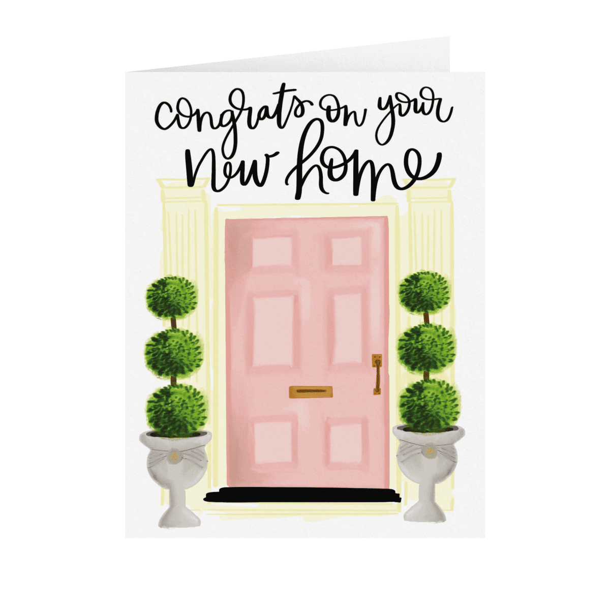 Congrats on Your New Home Greeting Card – Charming Pink Door Design ...