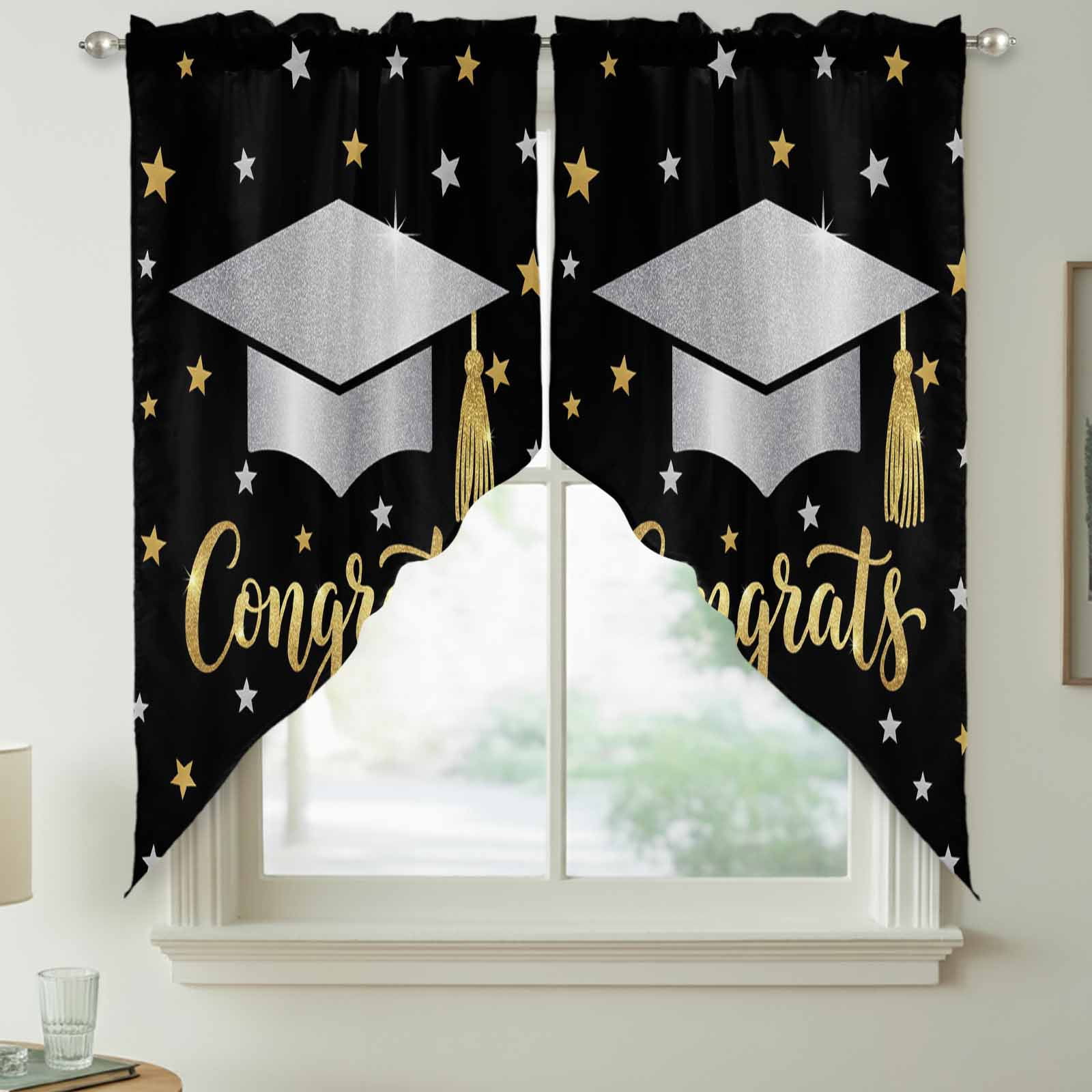 Congratulate Graduate Season Swag Kitchen Curtain Valances, Graduation ...