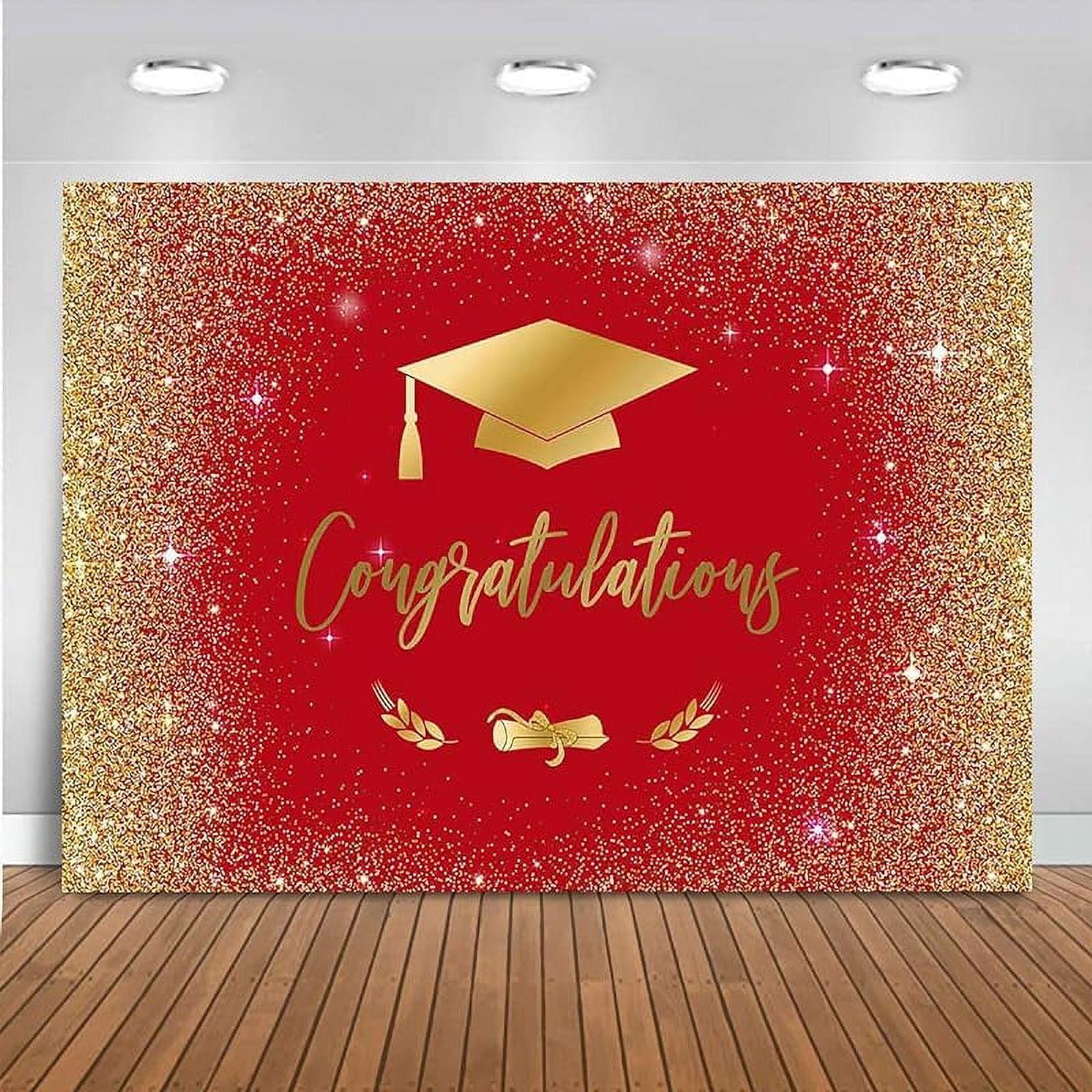 Congratulate Graduation Backdrop Class of 2025 Golden Glitter Bokeh ...