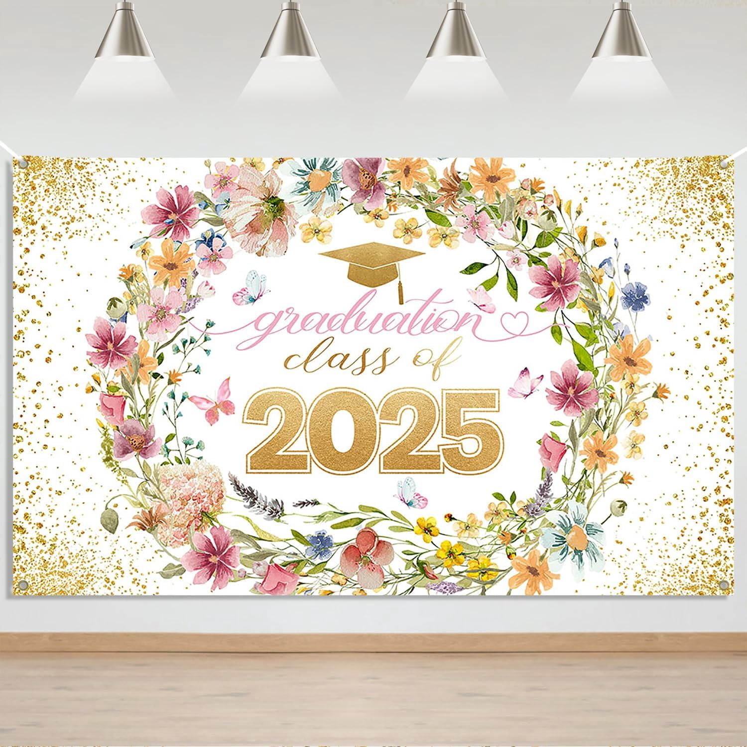 Congratulation 2025 Backdrop Banner Floral Congrats 2025 Graduation ...