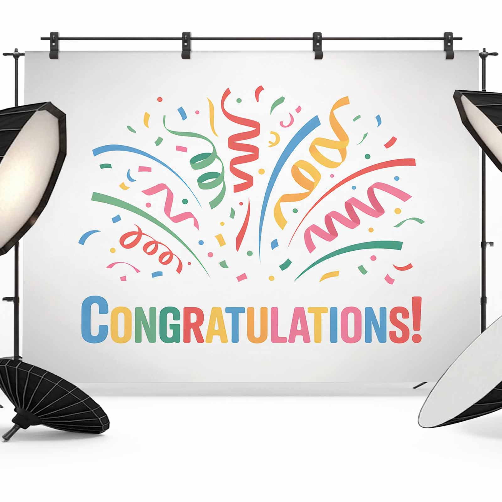 Congratulation Celebration Photography Backdrop 12x8FT, Colorful Ribbon ...