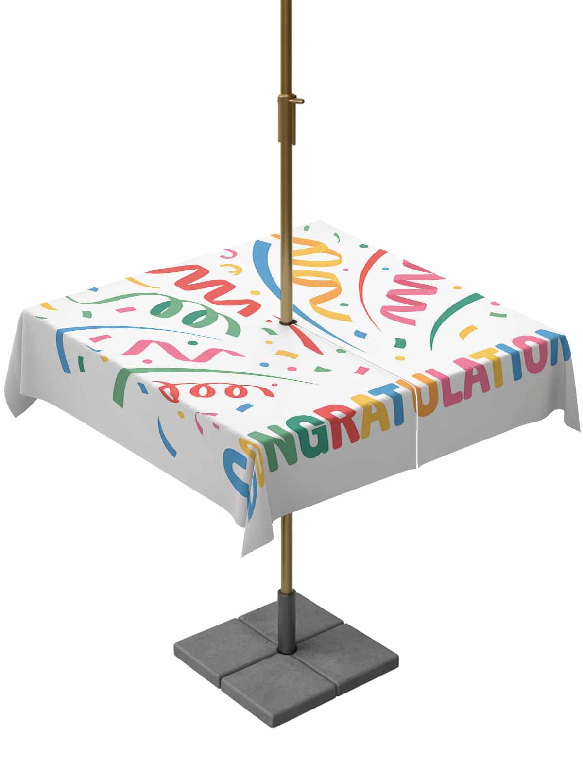 Congratulation Celebration Square Outdoor Tablecloth with Umbrella Hole ...