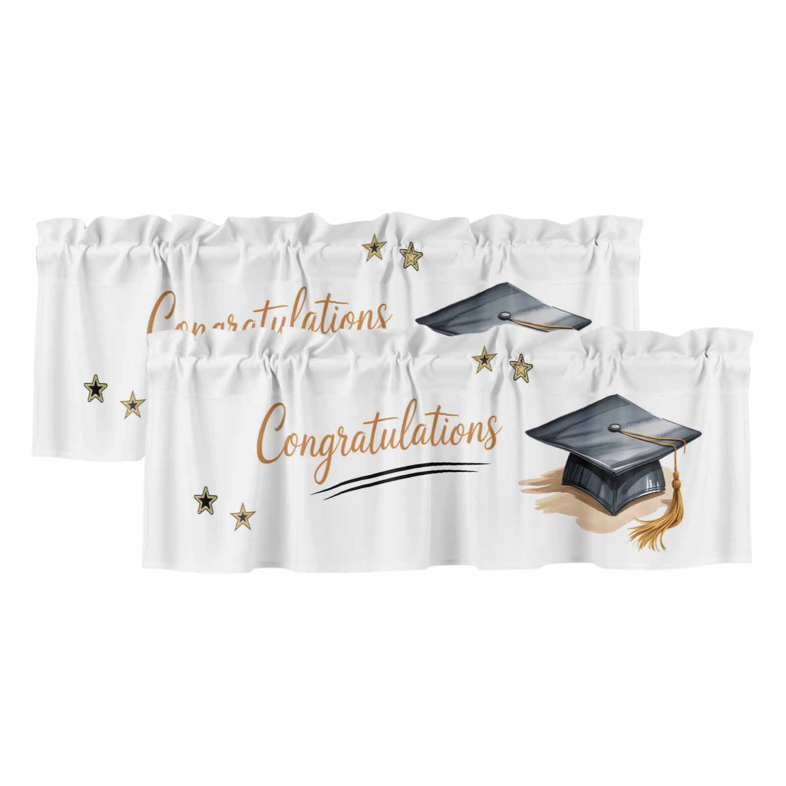 Congratulation Hat Curtain Valances for Windows, Kitchen Valance Window ...
