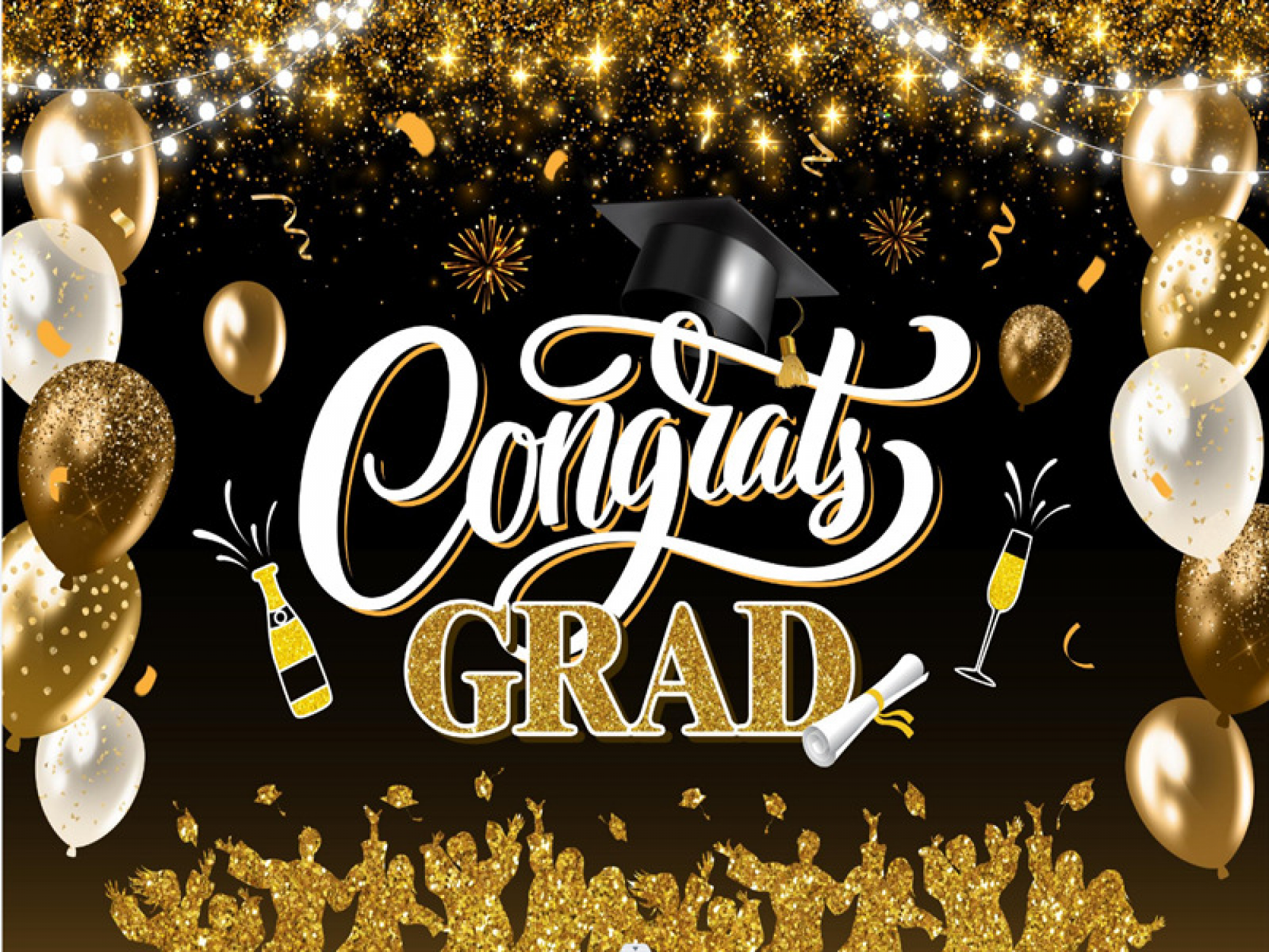 Congratulations 2024 Graduates Background Banner Large Sign Wall Decor ...