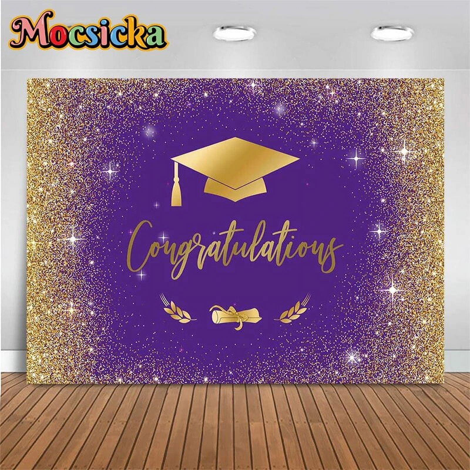 Congratulations 2024 Graduation Party Background Photography Gold Bachelor Cap Red Blue Black ...
