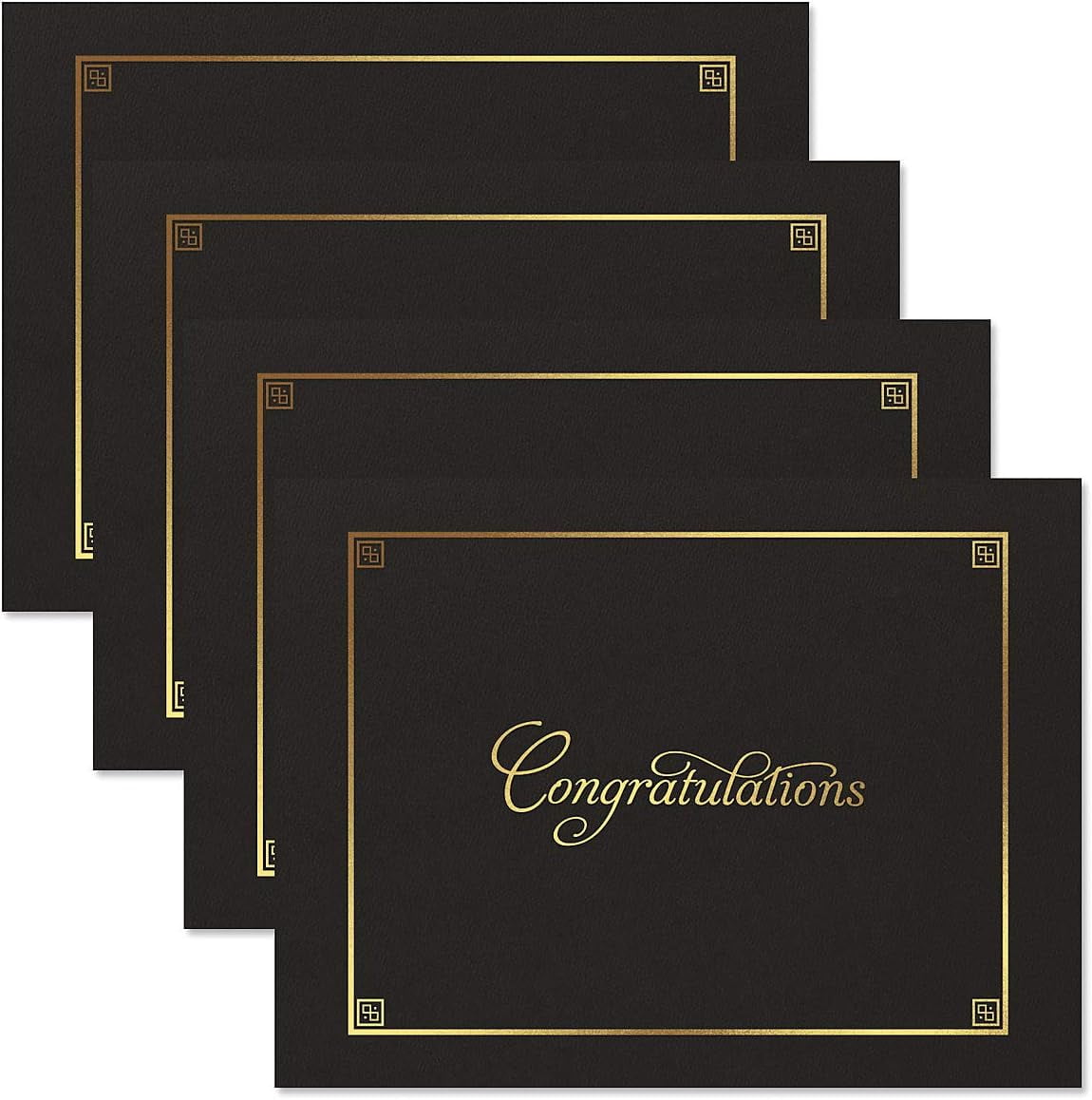 Congratulations Black & Gold Certificate Folders - Pack of 25, Linen ...