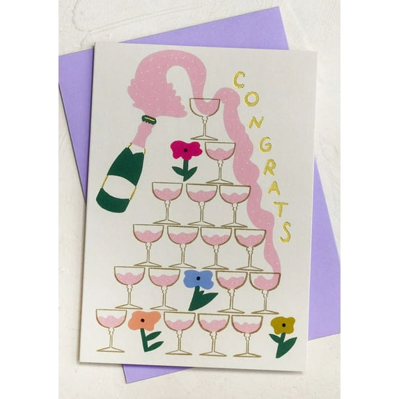 Congratulations Card with Champagne Tower – Festive Champagne Flutes ...