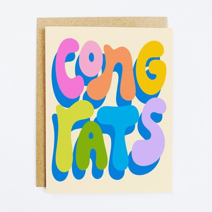 Congratulations Card – Colorful Fun Design with “CONGRATS” – Perfect ...
