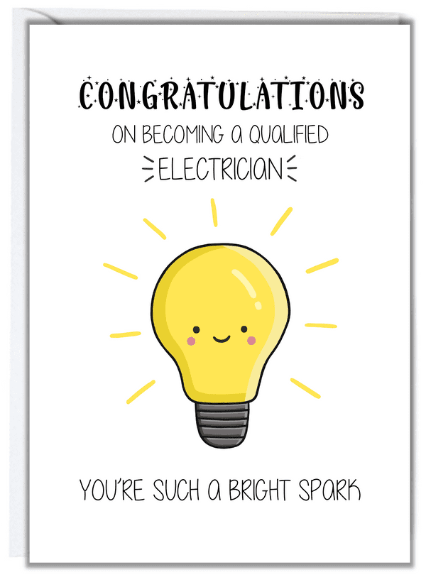 Congratulations Card for Electrician – Cute Light Bulb Design – Perfect ...