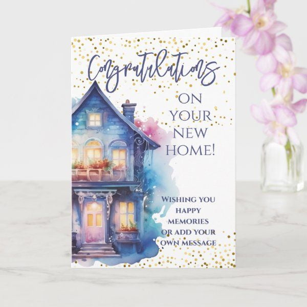Congratulations Card for New Home – Beautiful Watercolor House Design ...