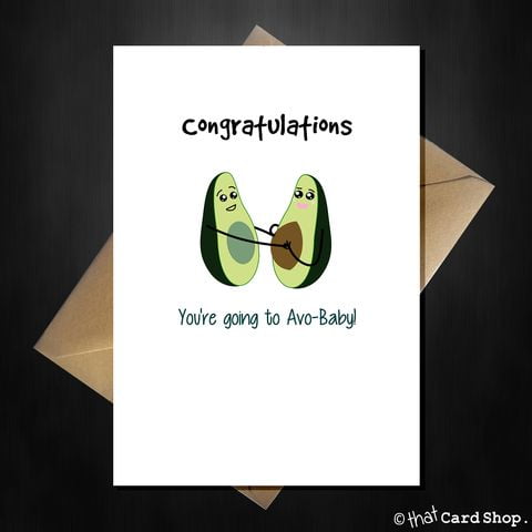 Congratulations Card – "You're Going to Avo-Baby!" Cute Avocado Design ...