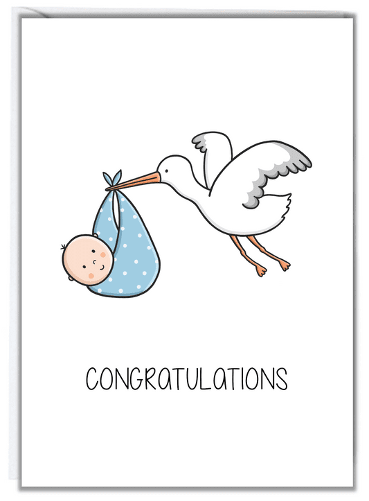 Congratulations Card for New Baby – Cute Stork and Baby Design ...