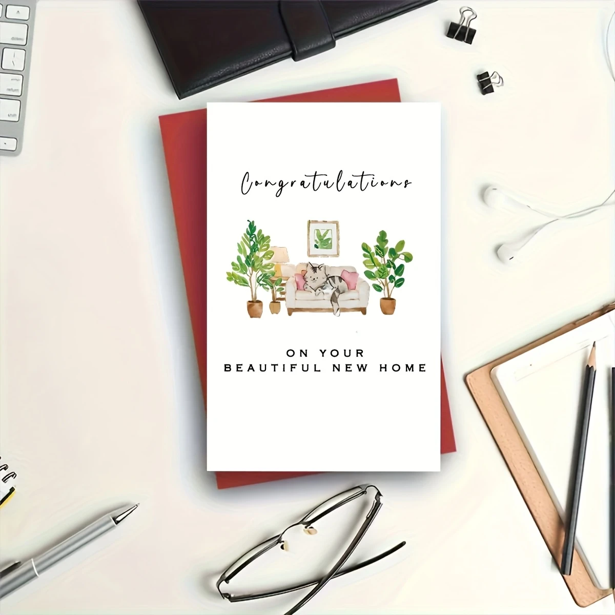 Congratulations Card for New Home – Beautiful Watercolor Design with ...