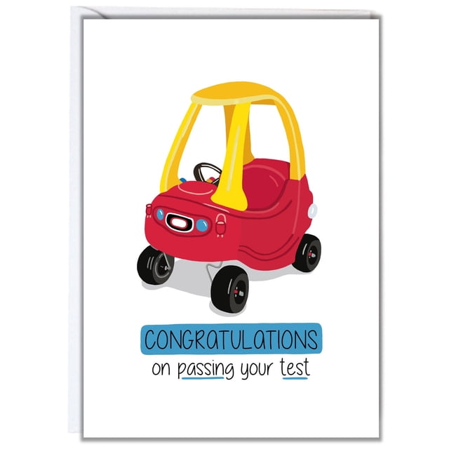 Congratulations Card for Passing Your Test – Fun Red Toy Car Design ...
