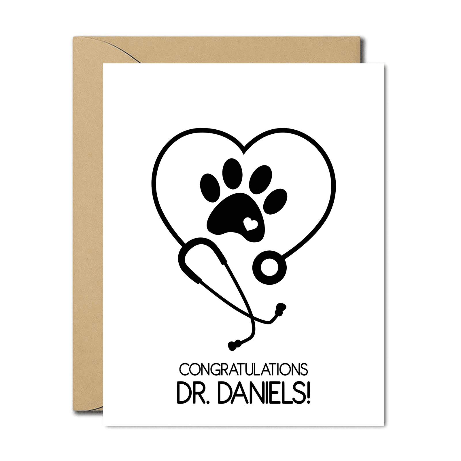 Congratulations Card for Veterinarian – Heart and Paw Design ...