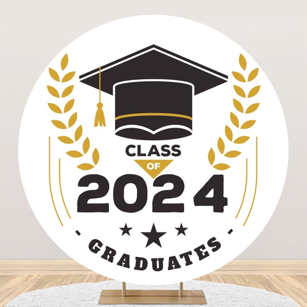 Congratulations Class of 2024 Round Backdrop Cover Gold Glitter ...