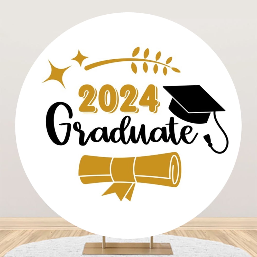 Congratulations Class of 2024 Round Backdrop Cover Gold Glitter ...