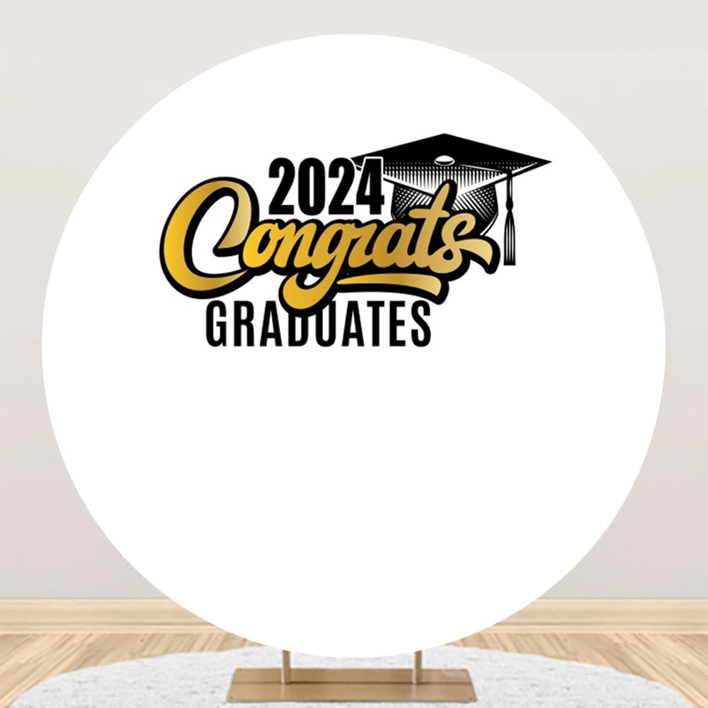 Congratulations Class of 2024 Round Backdrop Cover Gold Glitter ...