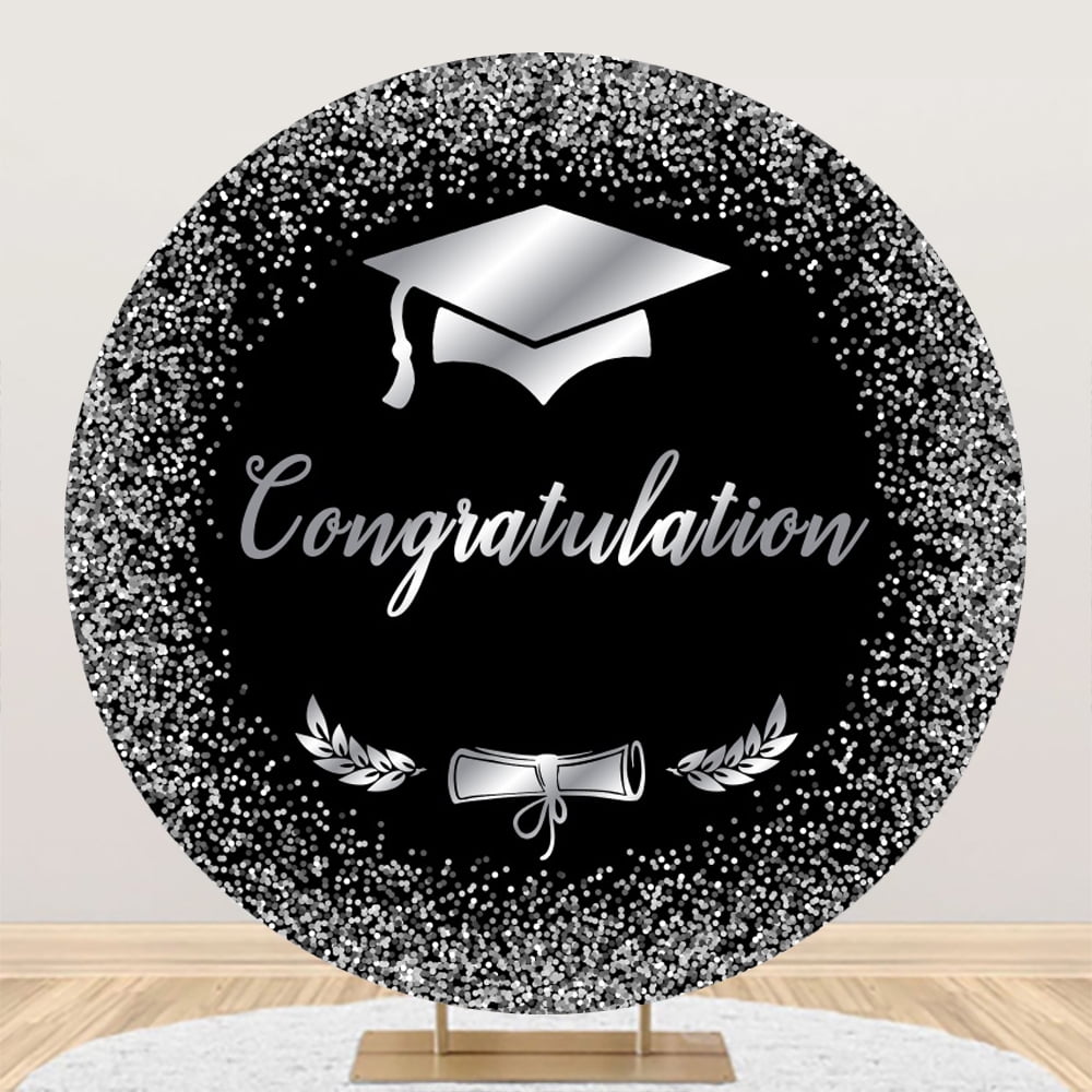Congratulations Class of 2024 Round Backdrop Cover Gold Glitter ...