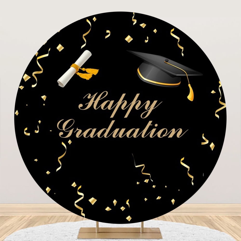 Congratulations Class of 2024 Round Backdrop Cover Gold Glitter ...