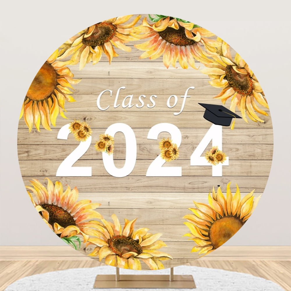 Congratulations Class of 2024 Round Backdrop Cover Gold Glitter ...