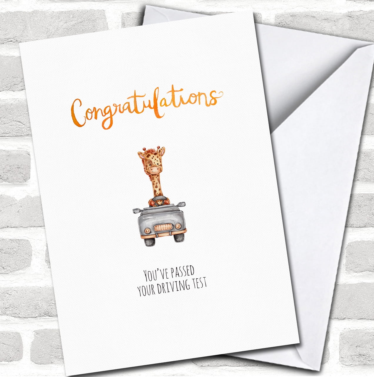 Congratulations Driving Test Card – Adorable Giraffe in a Car Design ...
