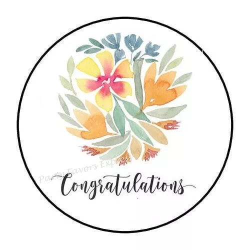 Congratulations Flowers Sticker Party Favors Sticker Envelope Seals ...