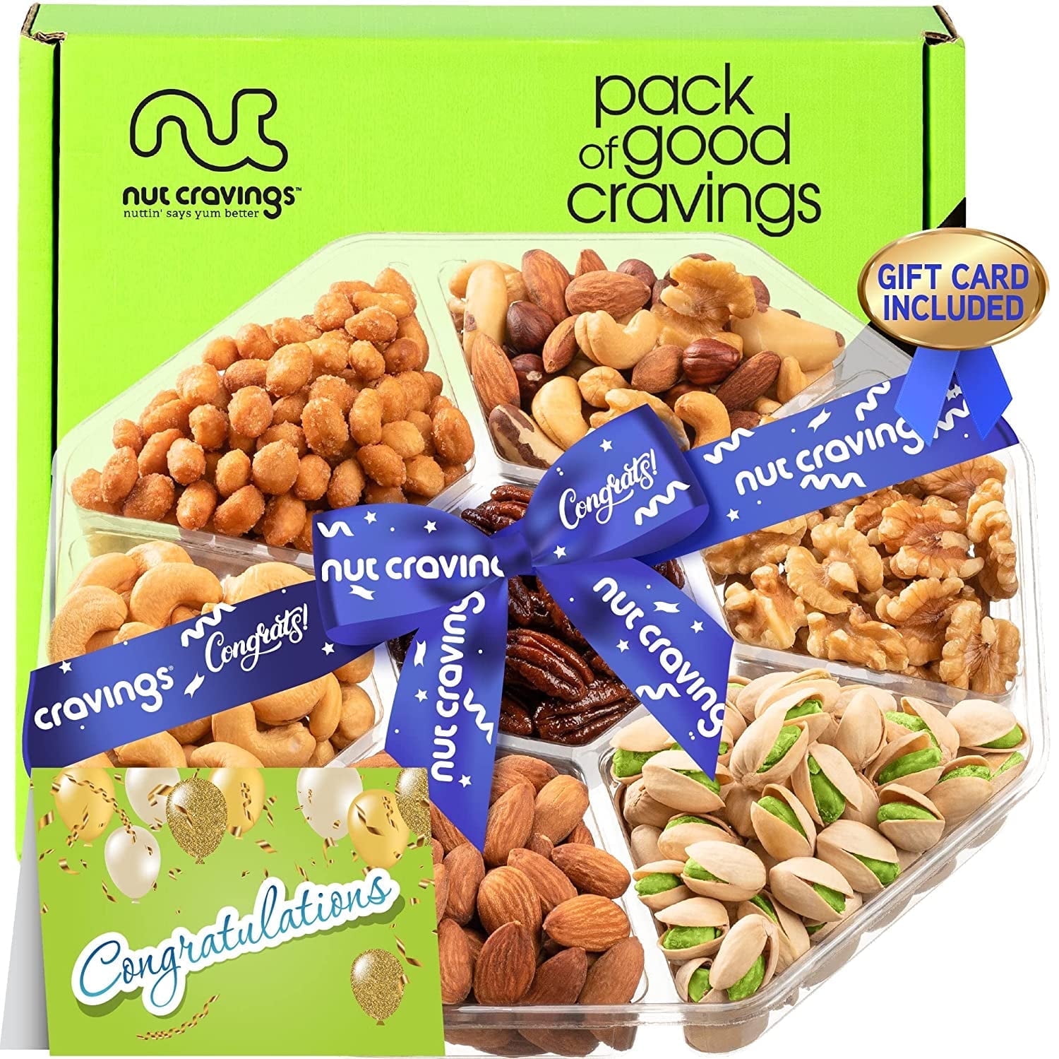Nut Cravings Congratulations Gift Basket, Premium Gourmet Nuts Platter ...