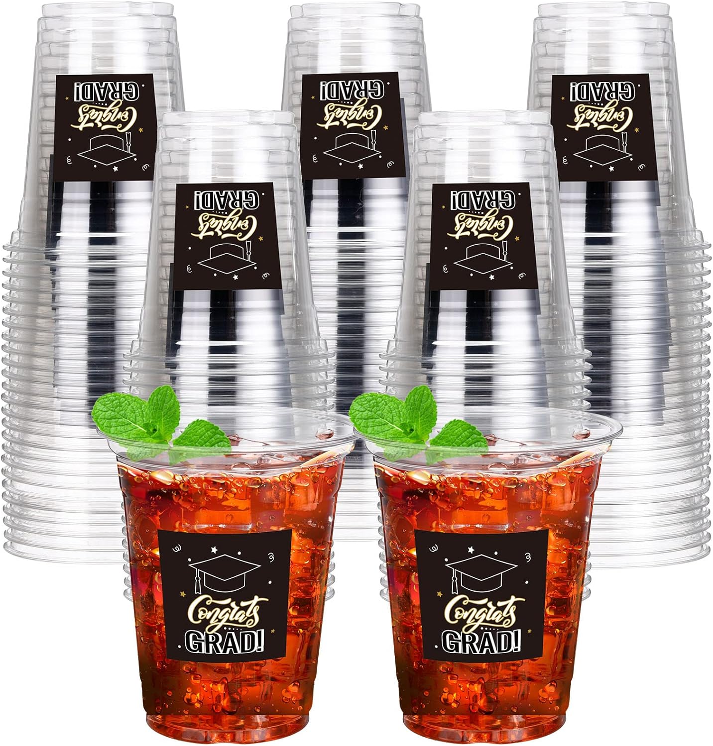 Congratulations Grad - 50 Count Disposable Clear Plastic Cups for ...