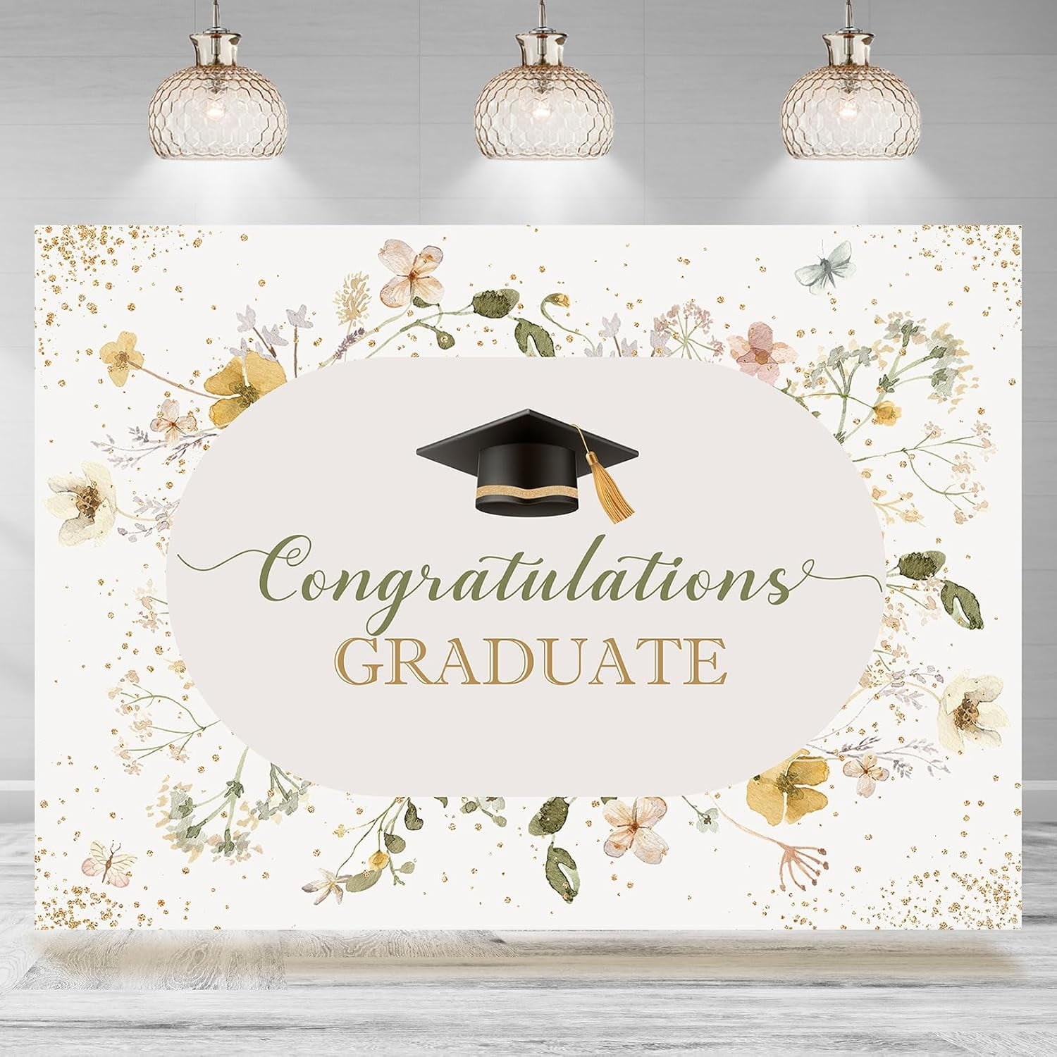 Congratulations Graduate Backdrop Graduation Floral Congrats Grad ...