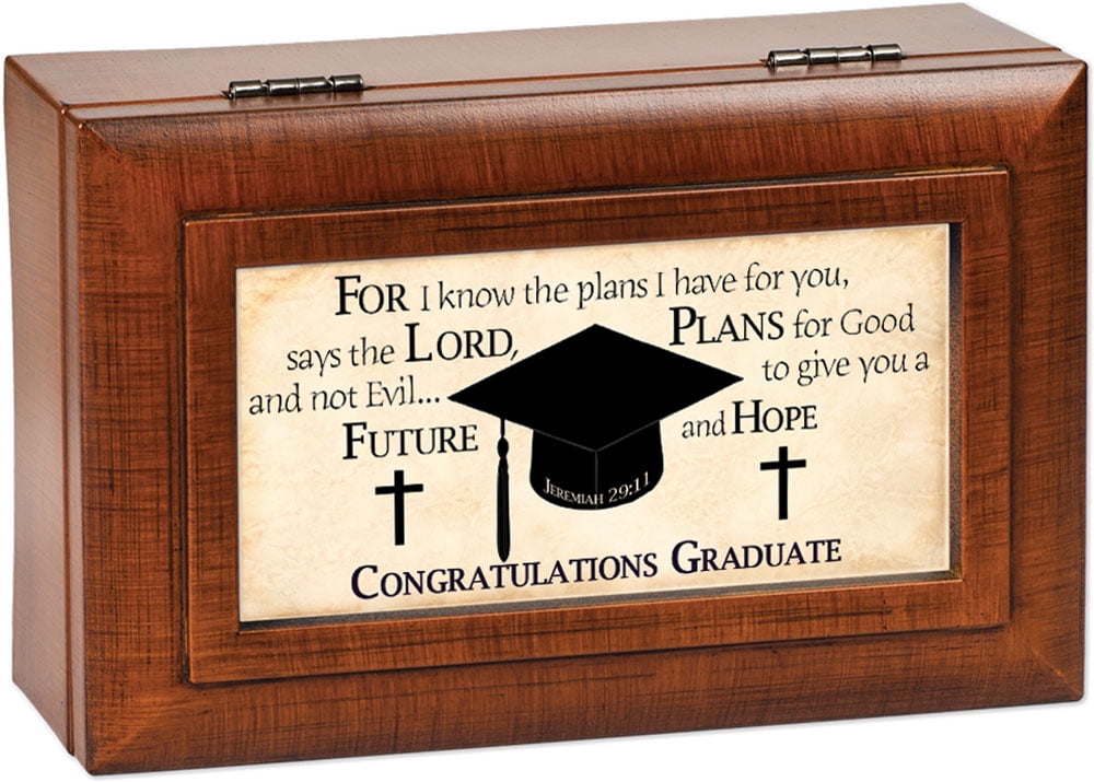 Congratulations Graduate Woodgrain Jewelry Music Box Plays Pomp And ...