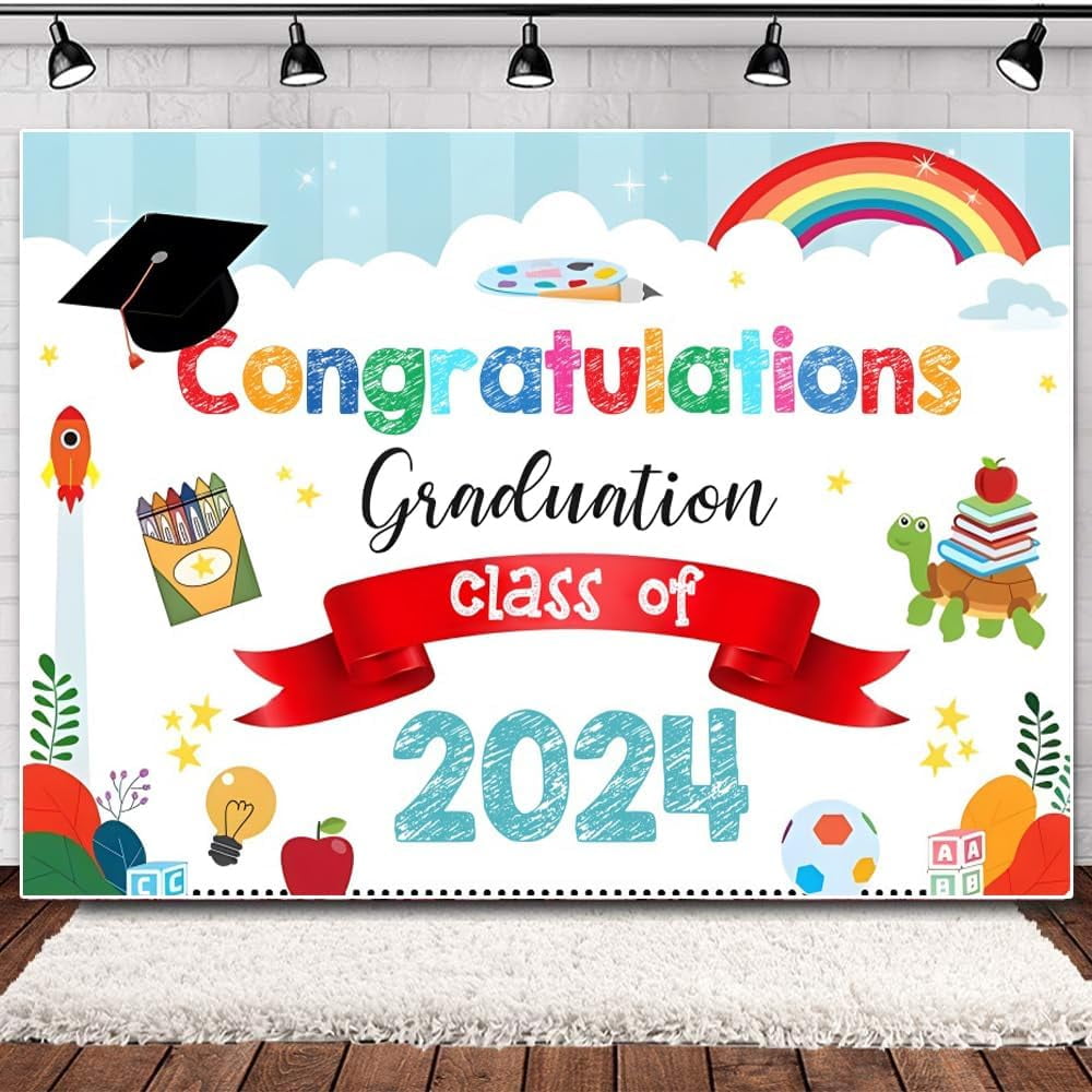 Congratulations Graduates Backdrop Kindergarten Graduation Banner ...