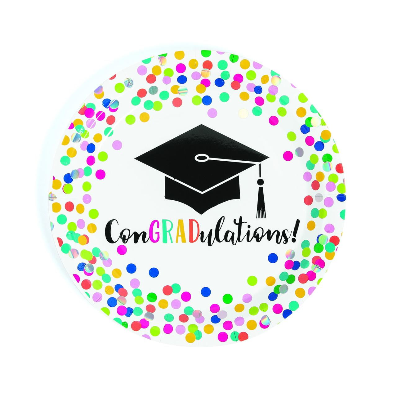 Multicolor Grad Congrats Party Dinner Plates, Polka Dots, Graduate ...