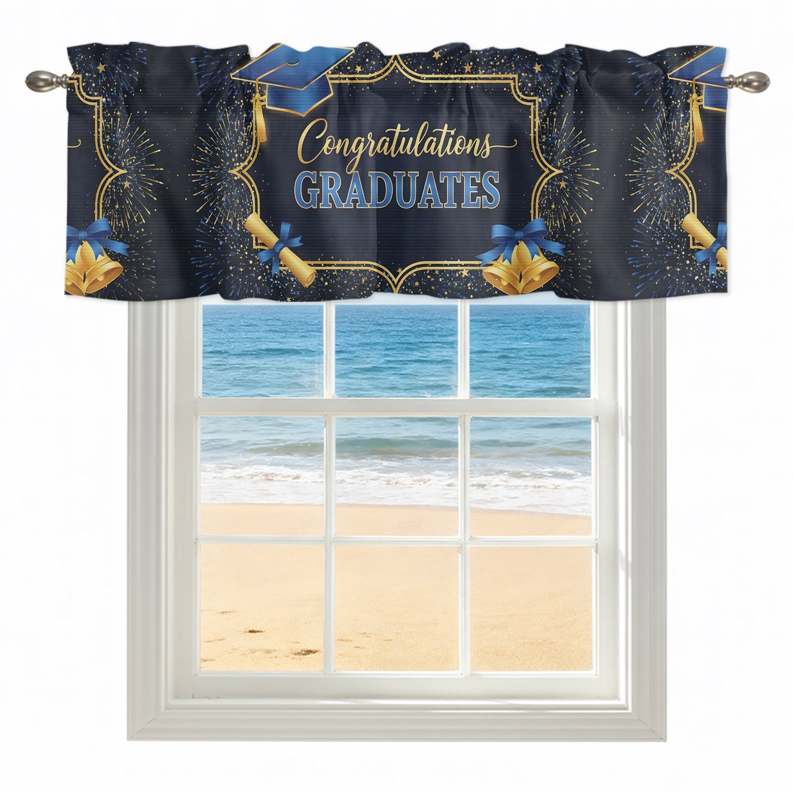Congratulations Graduations Kitchen Valances for Windows 54x18 Inch ...