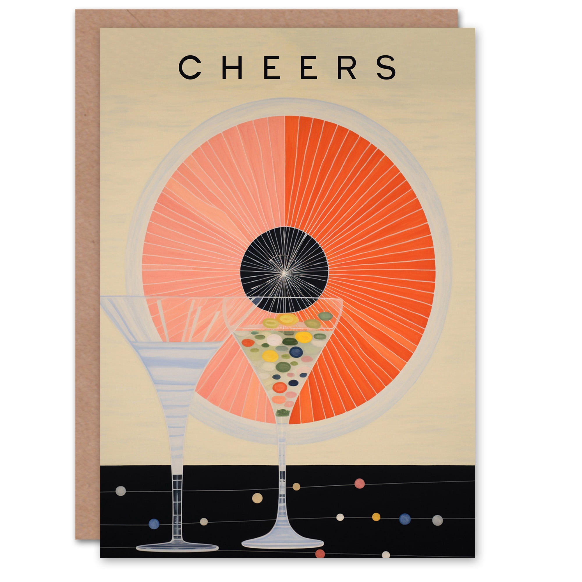 Congratulations Greeting Card Abstract Cocktail Glass Cheers For Him ...