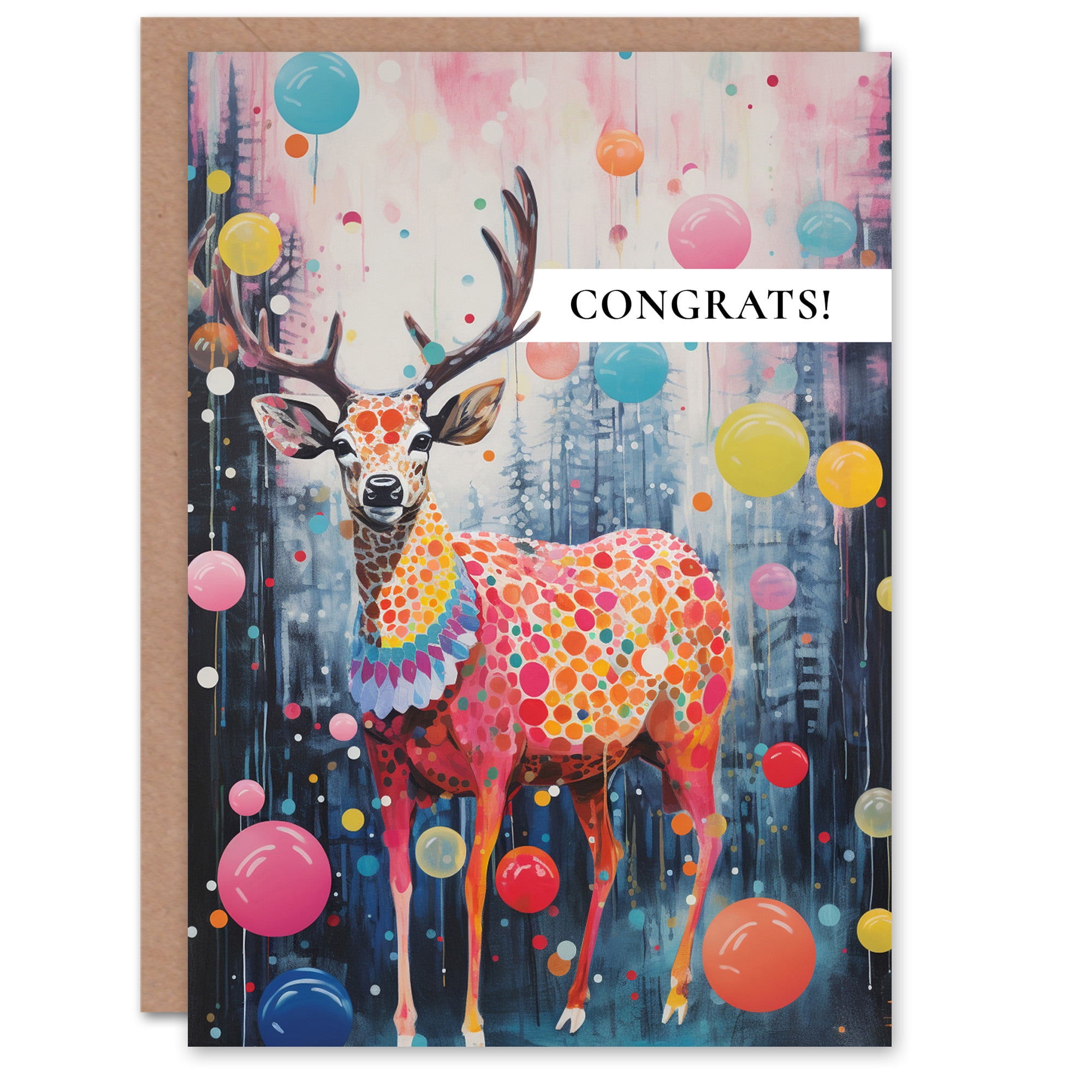 Congratulations Greeting Card Magical Colourful Stag Congrats For Him ...