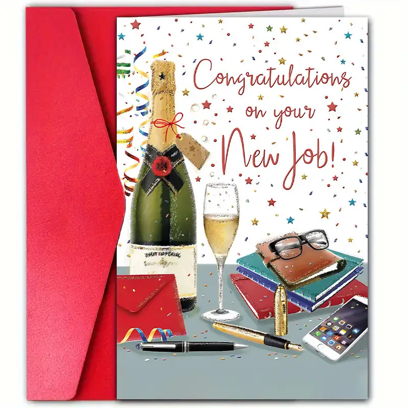 Congratulations on Your New Job Greeting Card with Champagne Bottle ...